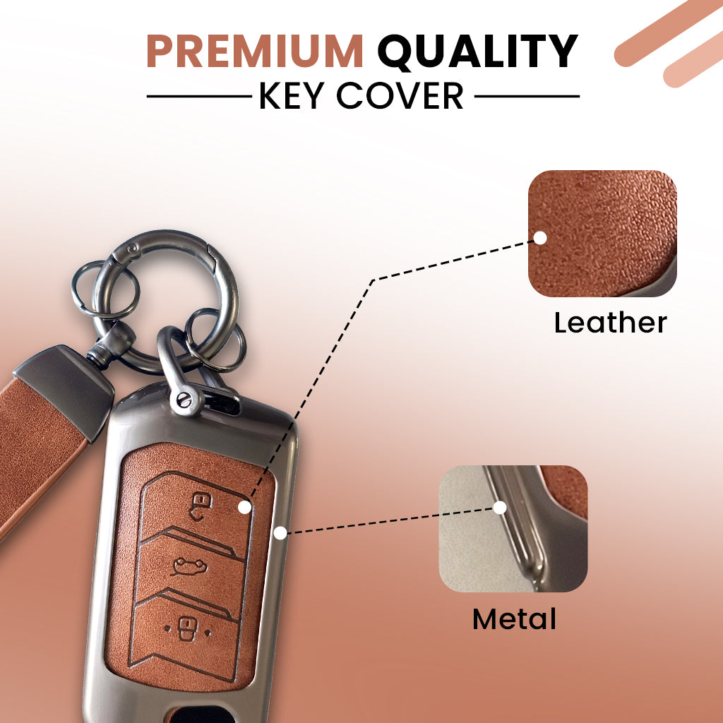Metal Leather Key Cover For Mahindra Scorpio, XUV 300, Marazzo, XUV 70 ...