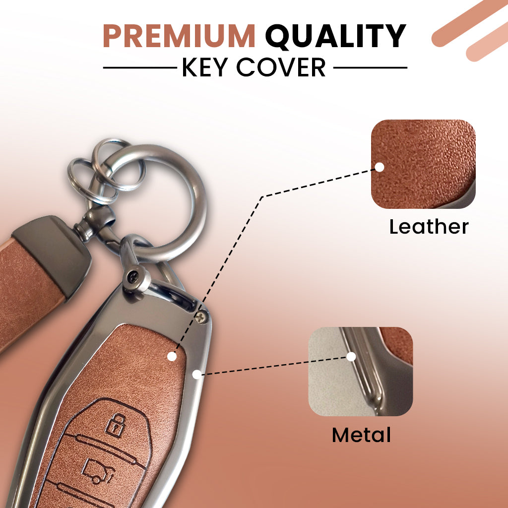 Mahindra XUV 500 Key Cover | Metal Leather | 3 Button Smart Key – Cartense
