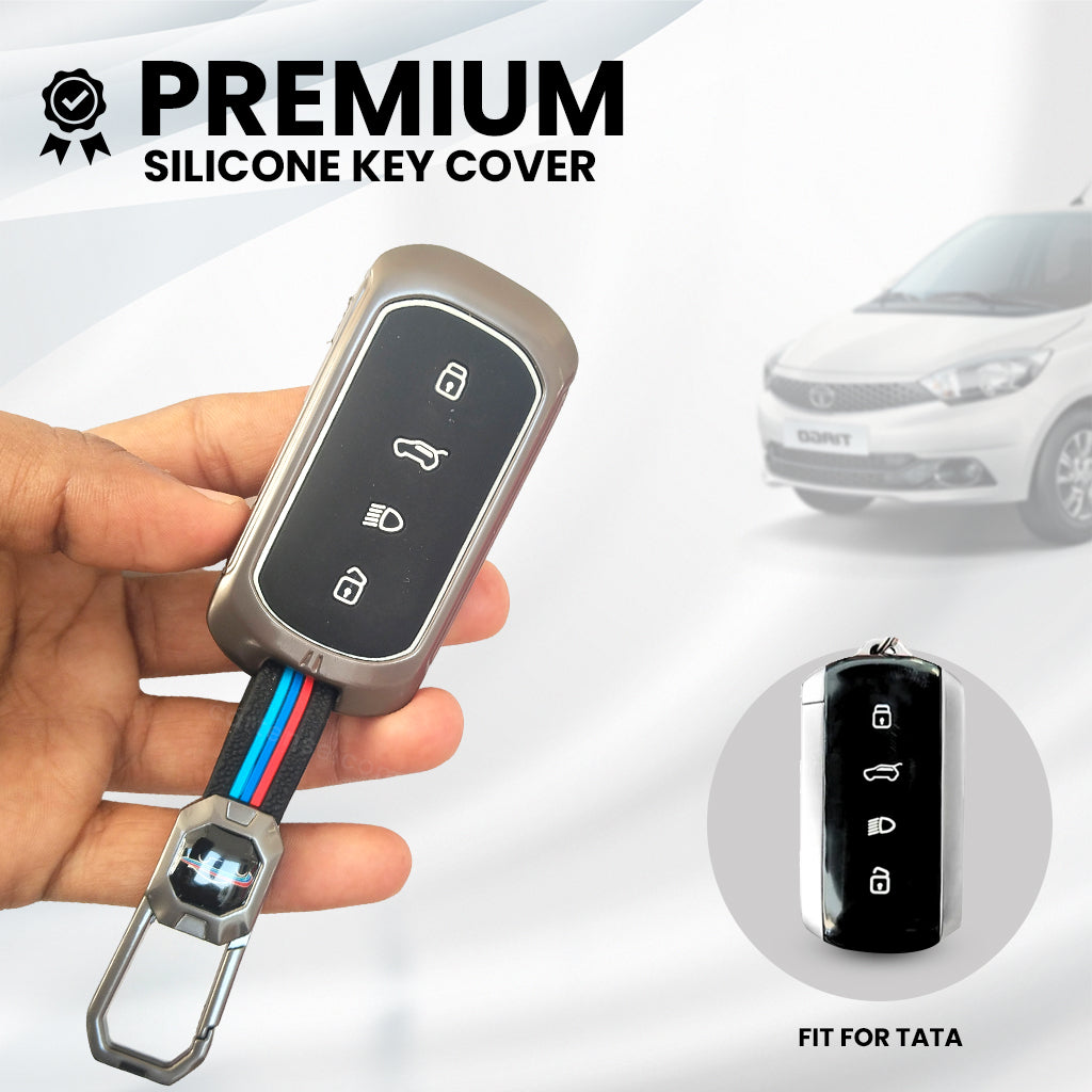 Metal Silicon Key Cover For TATA curvv| 4 Button smart key – Cartense