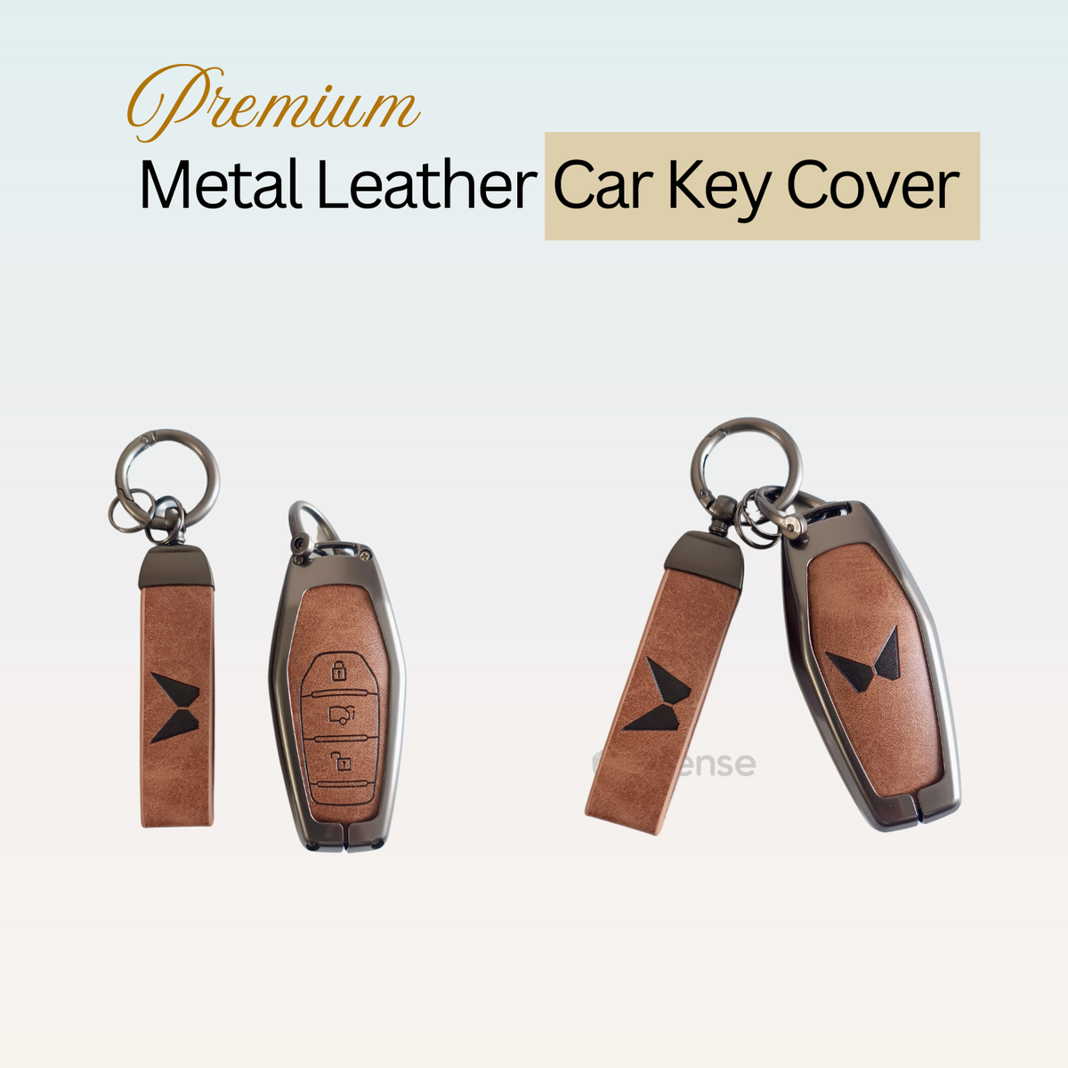 Mahindra XUV 500 Key Cover | Metal Leather | 3 Button Smart Key – Cartense
