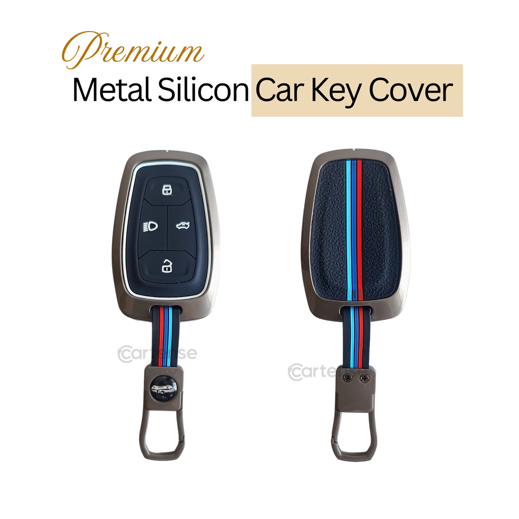 Metal Silicon Car Key Cover For TATA Punch, Tiago, Altroz, Nexon, Harr ...