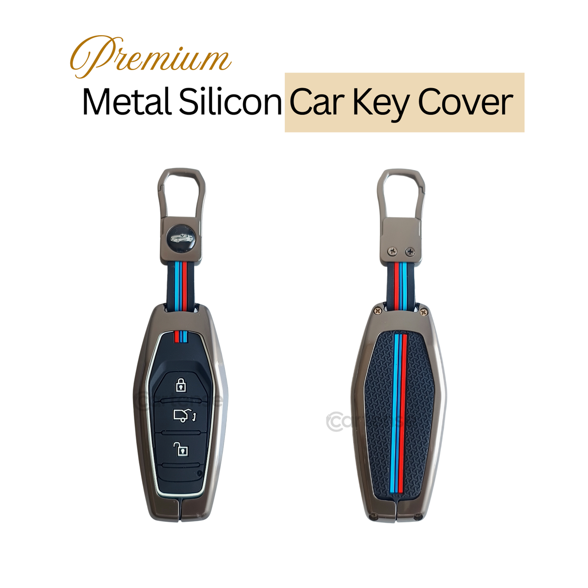 Mahindra XUV 500 Key Cover | Metal Silicon | 3 Button Smart Key – Cartense