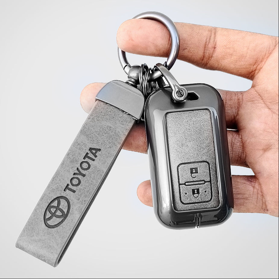 Metal Leather Key Cover For Toyota Glanza, Urban Cruiser hyryder | 2 b ...
