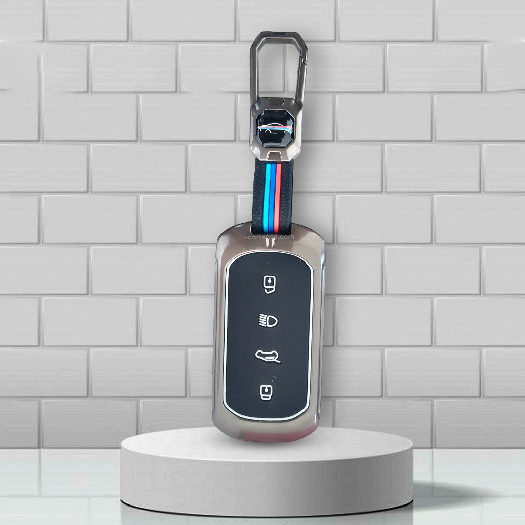 Metal Silicon Key Cover For TATA curvv| 4 Button smart key – Cartense